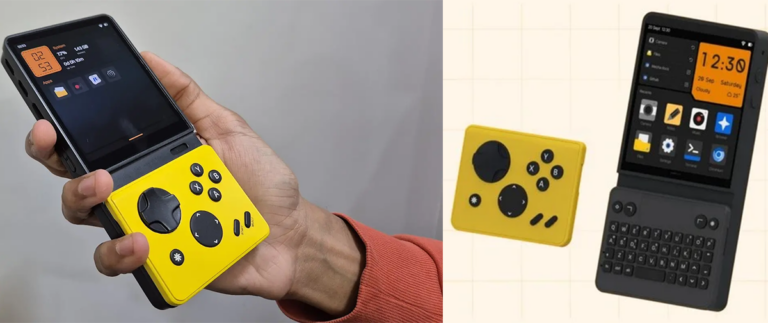Parece um Game Boy, mas é um PC Linux modular com tela AMOLED ...