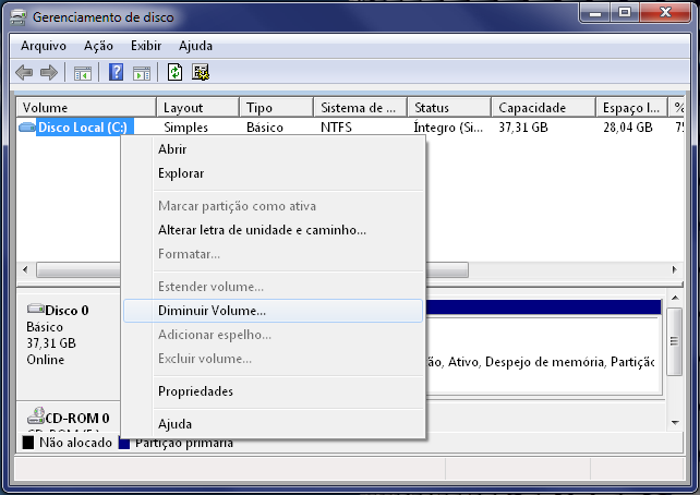 Utilizando o Gerenciamento de disco no Windows 7 e no Vista - Hardware ...